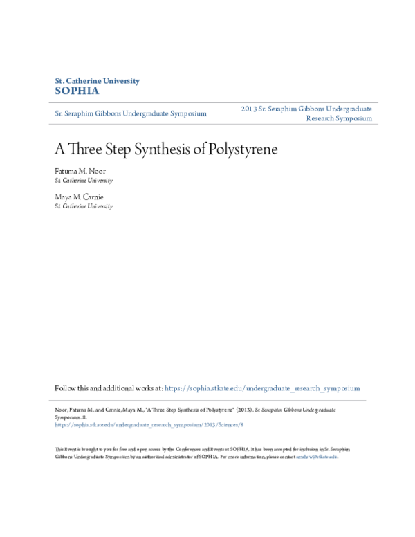 (PDF) A Three Step Synthesis of Polystyrene