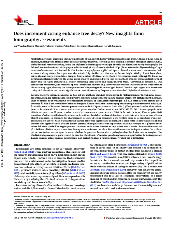 (PDF) Does increment coring enhance tree decay? New insights from ...