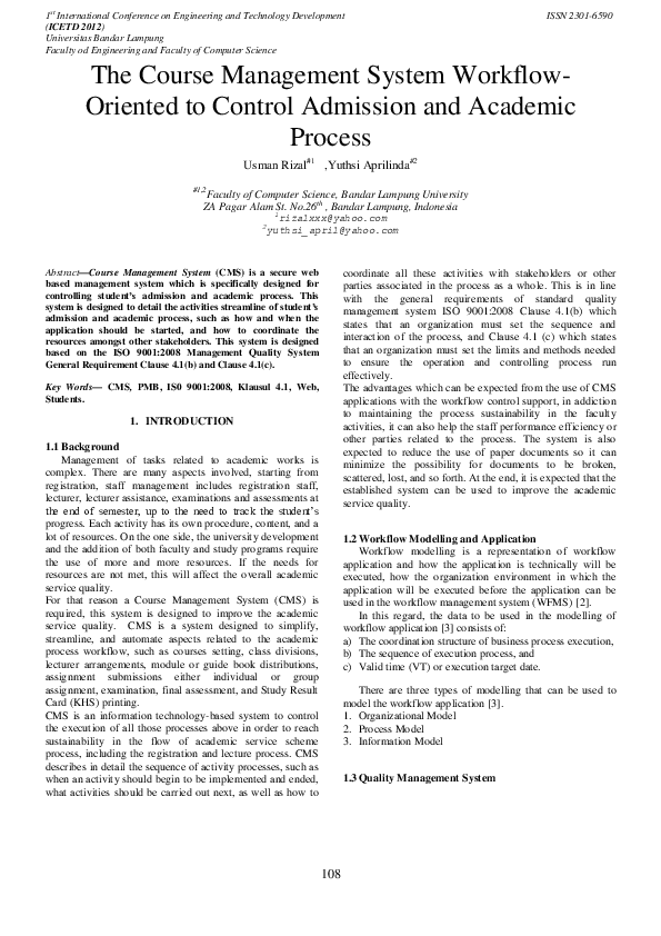 (PDF) The Course Management System Workflow-Oriented to Control Admission and Academic Process