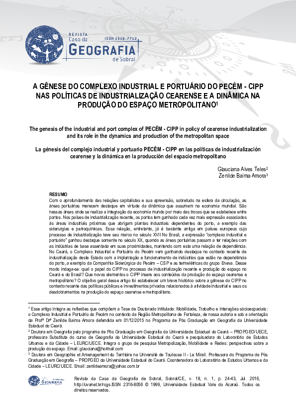 (PDF) A Gênese Do Complexo Industrial e Portuário Do Pecém - Cipp Nas ...