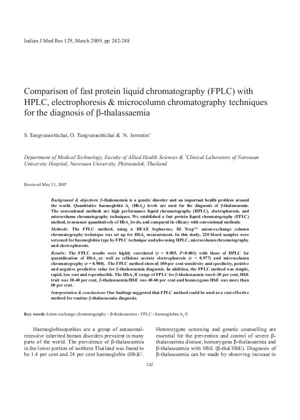 (PDF) Comparison of fast protein liquid chromatography (FPLC) with HPLC ...