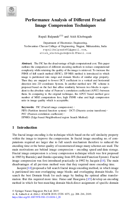 (PDF) Performance Analysis of Different Fractal Image Compression Techniques