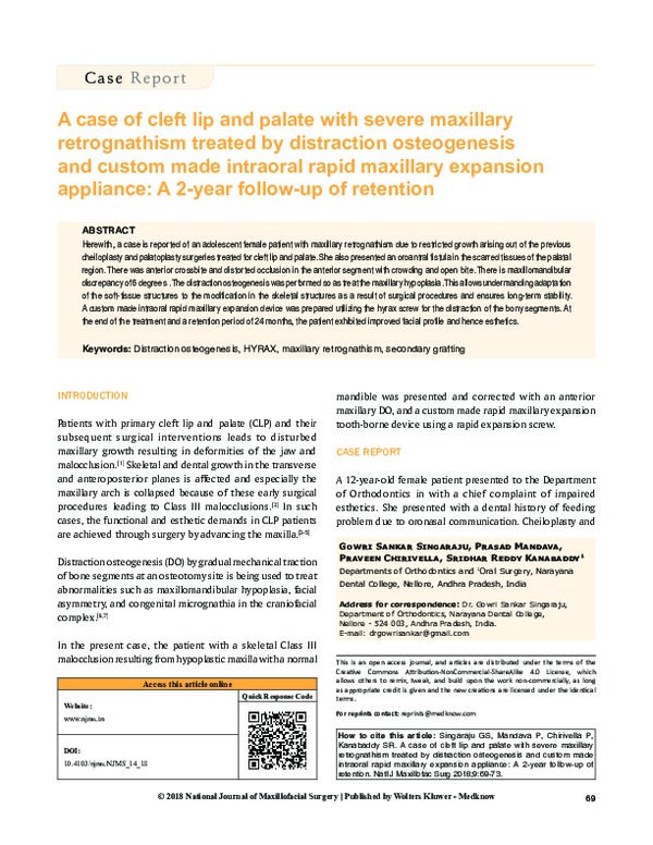 (PDF) A case of cleft lip and palate with severe maxillary ...