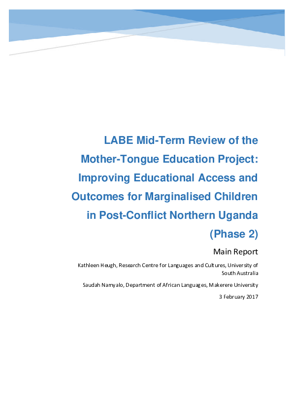 (PDF) LABE mid-term review of the Mother-Tongue Education project ...