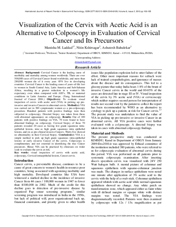 (PDF) Visualization of the Cervix with Acetic Acid is an Alternative to ...