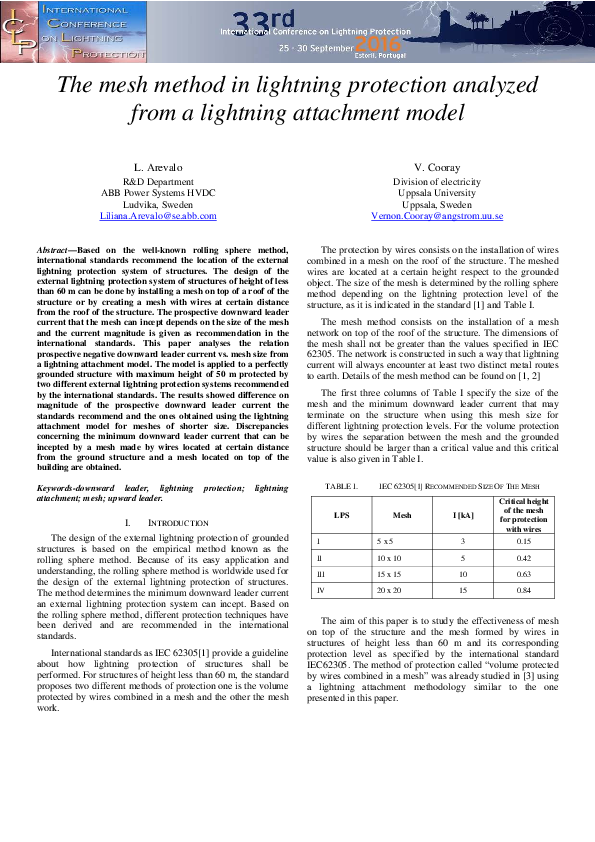 (PDF) The mesh method in lightning protection analyzed from a lightning ...