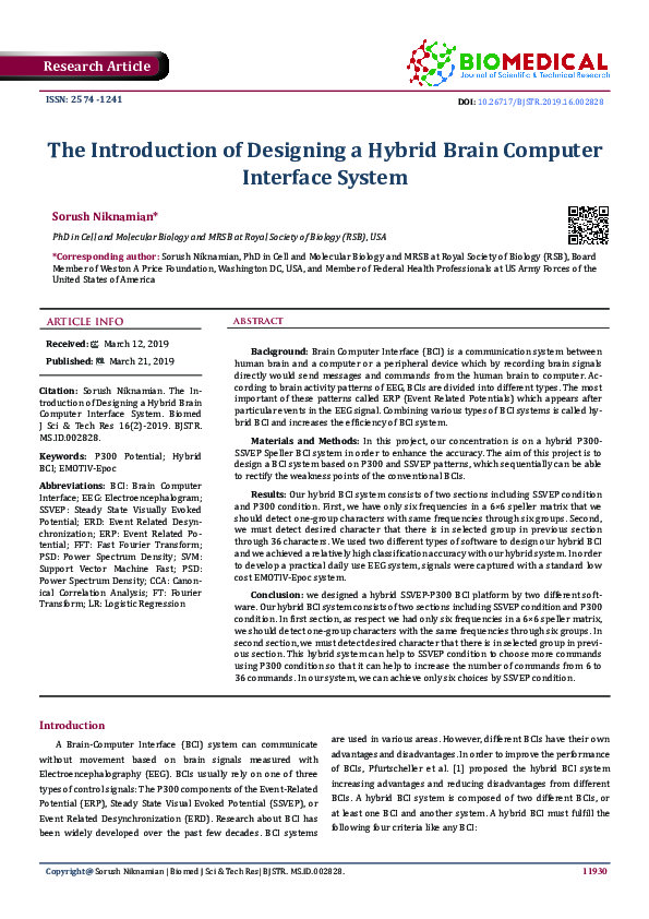 (PDF) The Introduction of Designing a Hybrid Brain Computer Interface System
