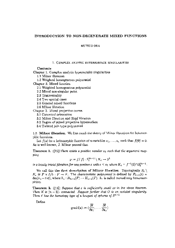 (PDF) INTRODUCTION TO NON-DEGENERATE MIXED FUNCTIONS (Geometry on Real Closed Field and its ...