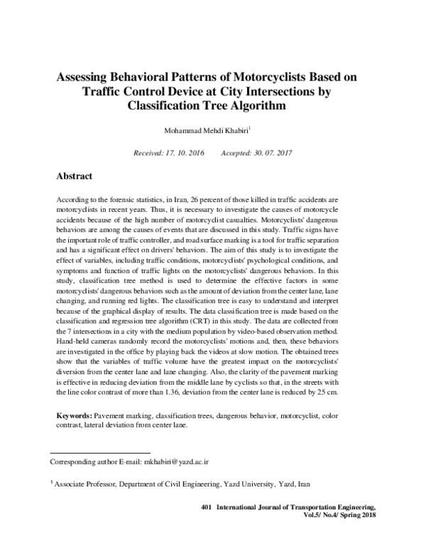 (PDF) Assessing Behavioral Patterns of Motorcyclists Based on Traffic Control Device at City ...