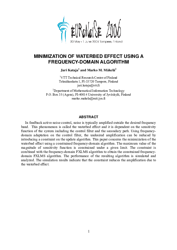 (PDF) Minimization of waterbed effect using a frequency-domain algorithm
