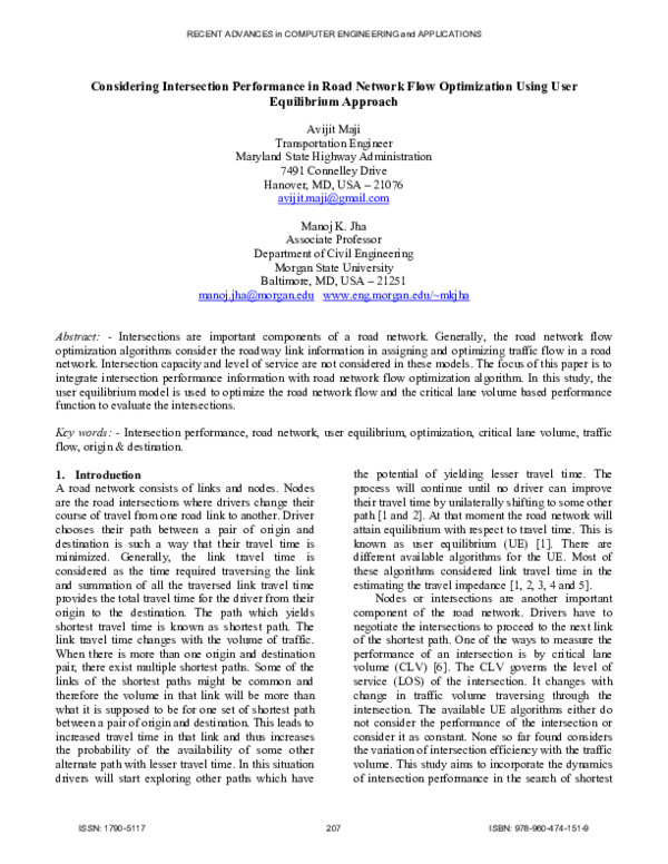 (PDF) Considering intersection performance in road network flow optimization using user ...