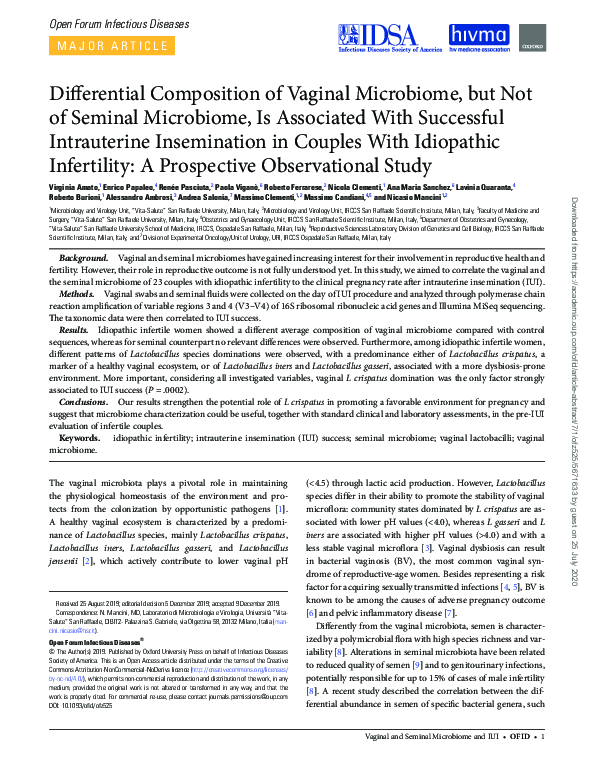 (PDF) Differential composition of vaginal microbiome, but not of ...