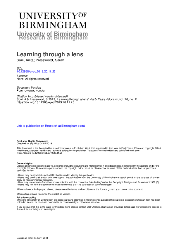 (PDF) Learning through a lens