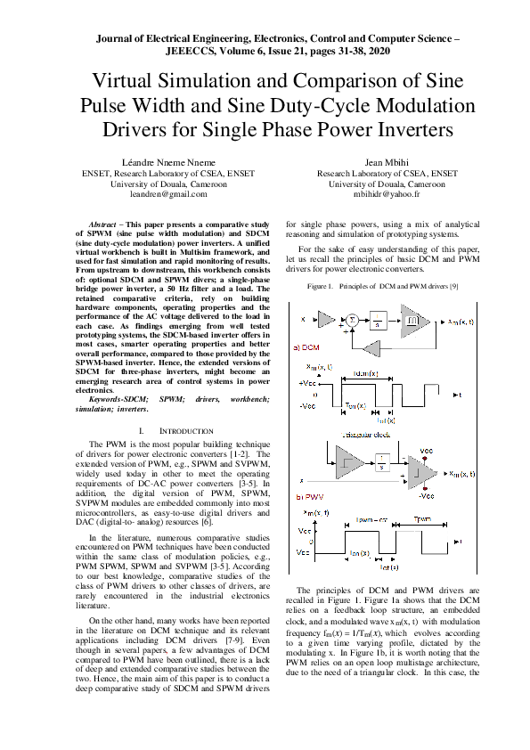 (PDF) Virtual Simulation and Comparison of Sine Pulse Width and Sine Duty-Cycle Modulation ...