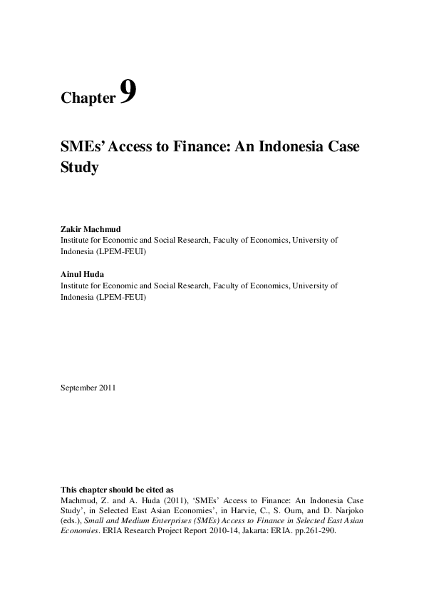 (PDF) SMEs’ Access to Finance: An Indonesia Case Study