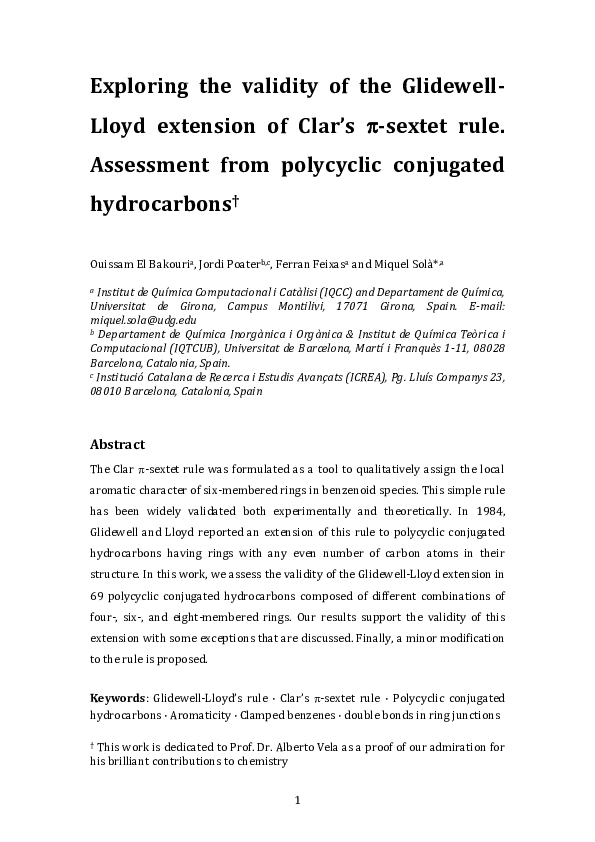 (PDF) Exploring the validity of the Glidewell–Lloyd extension of Clar’s ...