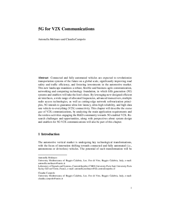 Pdf 5g For V2x Communications Antonella Molinaro