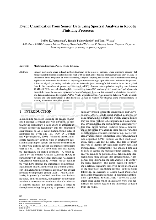 Pdf Event Classification From Sensor Data Using Spectral Analysis In