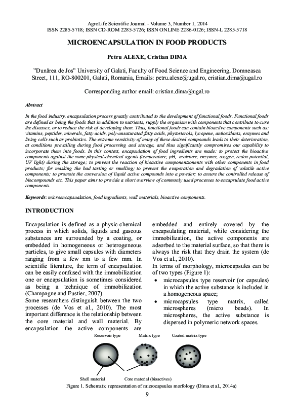(PDF) Microencapsulation in Food Products