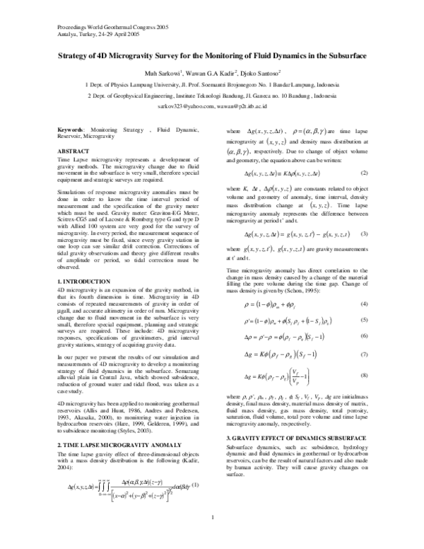 (PDF) Strategy of 4D Microgravity Survey for the Monitoring of Fluid ...