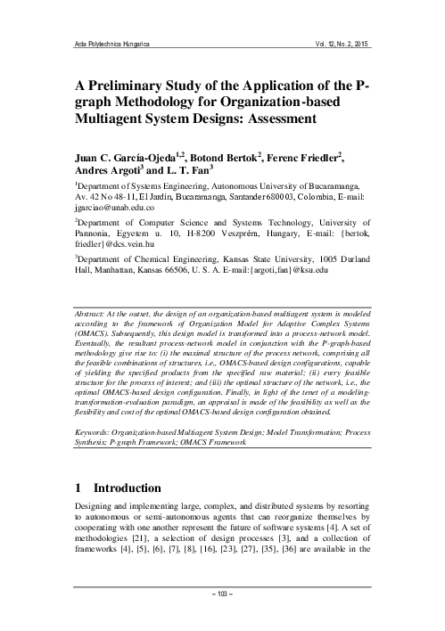 (PDF) A Preliminary Study of the Application of the P-graph Methodology for Organization-based ...