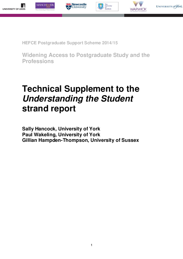 (PDF) Technical supplement to the understanding the Student Strand Report