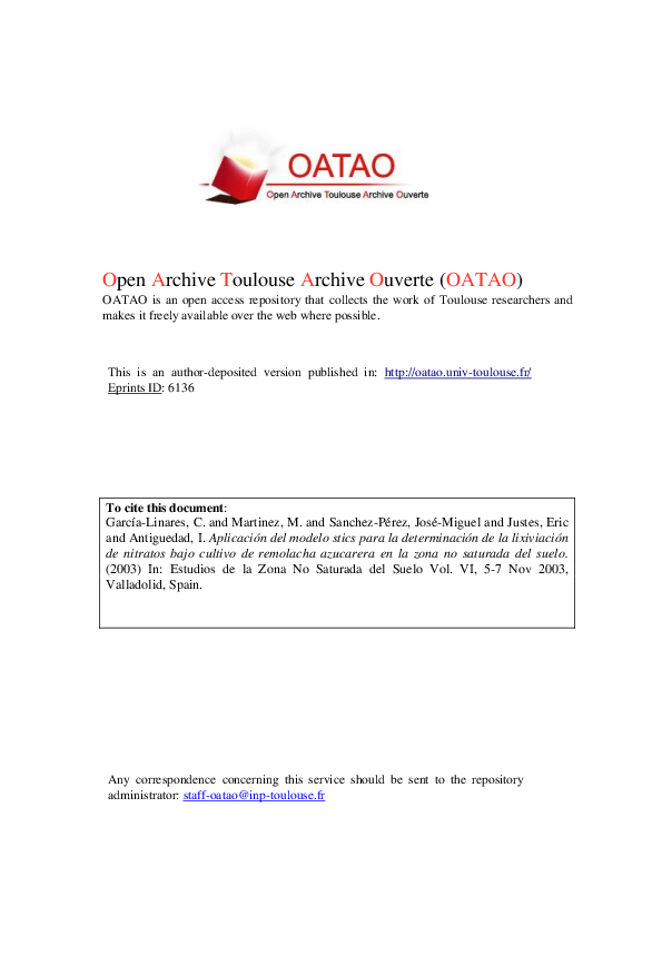 (PDF) Aplicación Del Modelo Stics Para La Determinación De La ...