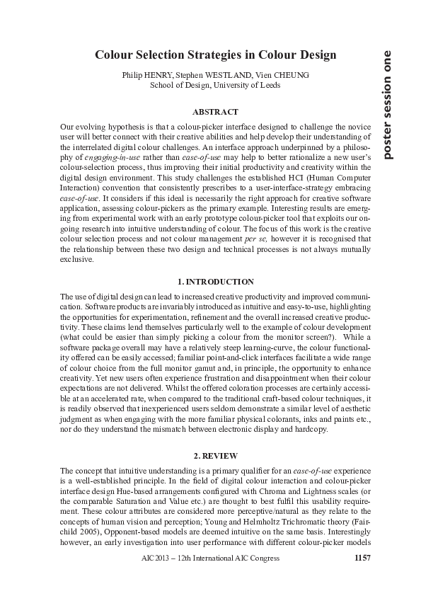 (PDF) Colour selection strategies in colour design