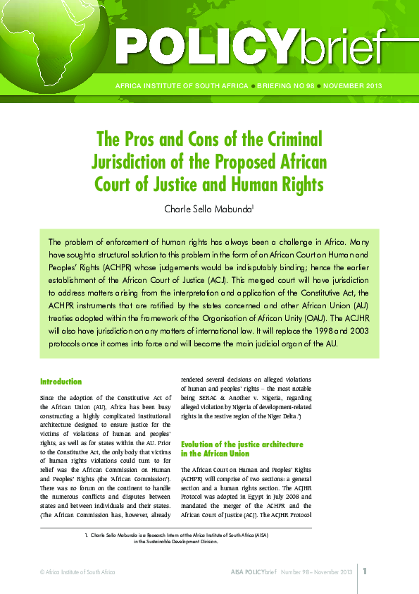 (PDF) The Pros and Cons of the Criminal Jurisdiction of the Proposed ...