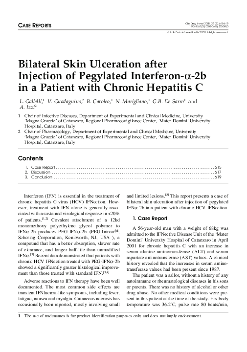 (PDF) Bilateral Skin Ulceration after Injection of Pegylated Interferon ...