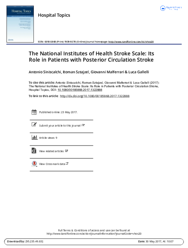 (PDF) The National Institutes of Health Stroke Scale: Its Role in ...