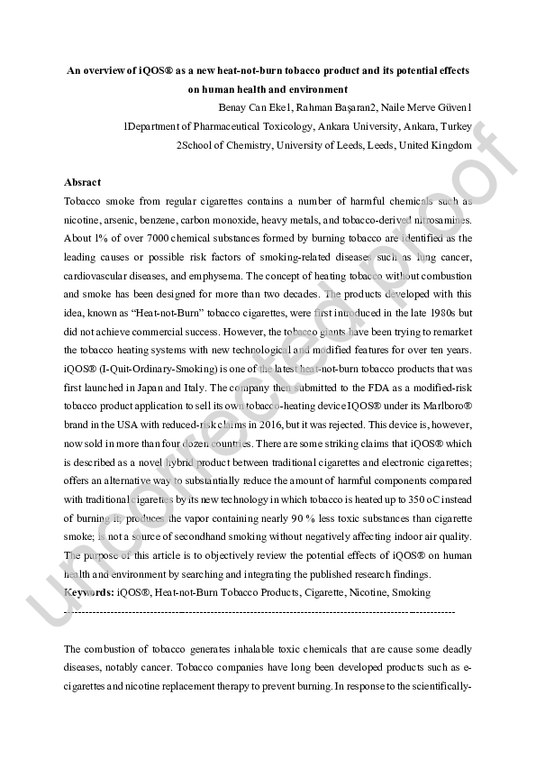 (PDF) An overview of iQOS® as a new heat-not-burn tobacco product and ...