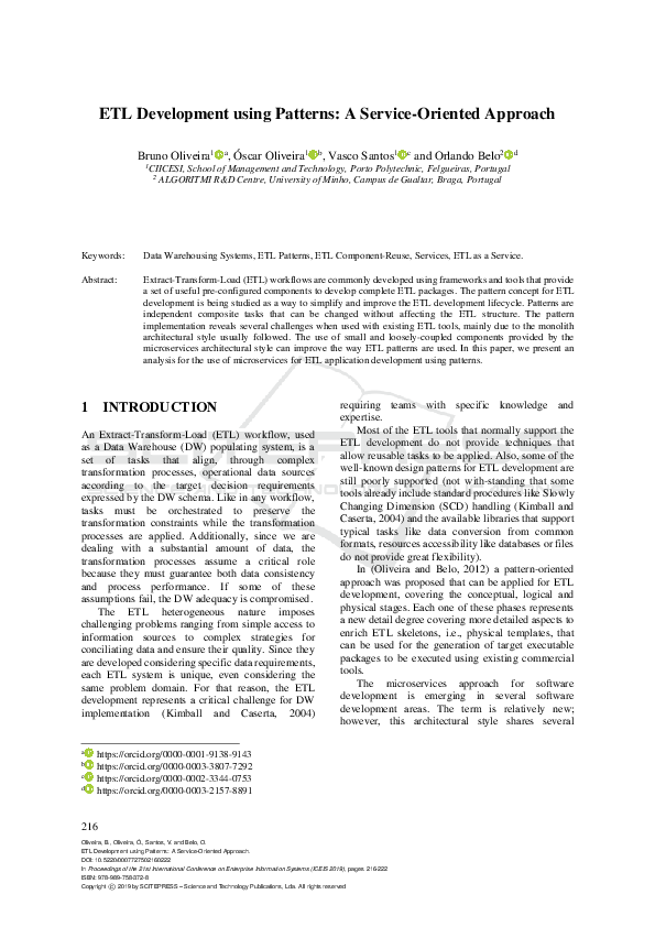 Pdf Etl Development Using Patterns A Service Oriented Approach