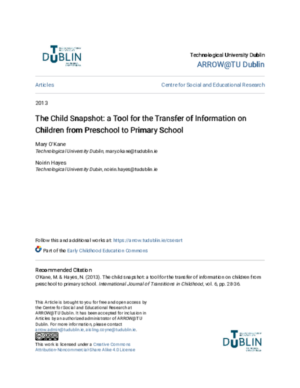 (PDF) The Child Snapshot: a Tool for the Transfer of Information on ...