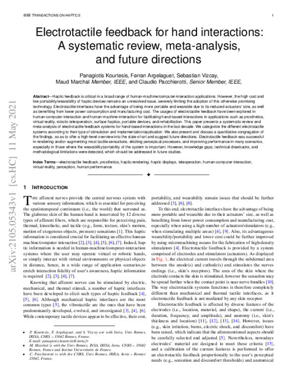 (PDF) Electrotactile feedback for hand interactions: A systematic ...