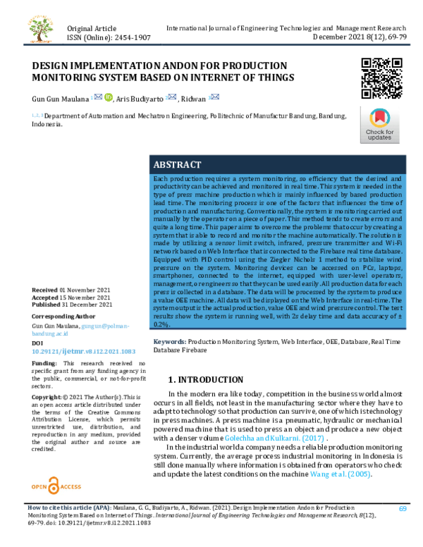 (PDF) DESIGN IMPLEMENTATION ANDON FOR PRODUCTION MONITORING SYSTEM ...