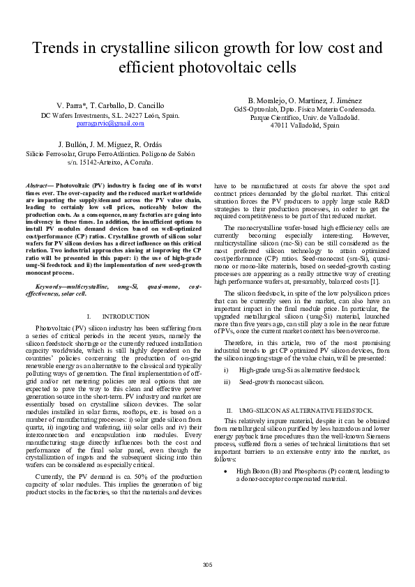 (PDF) Trends in crystalline silicon growth for low cost and efficient ...