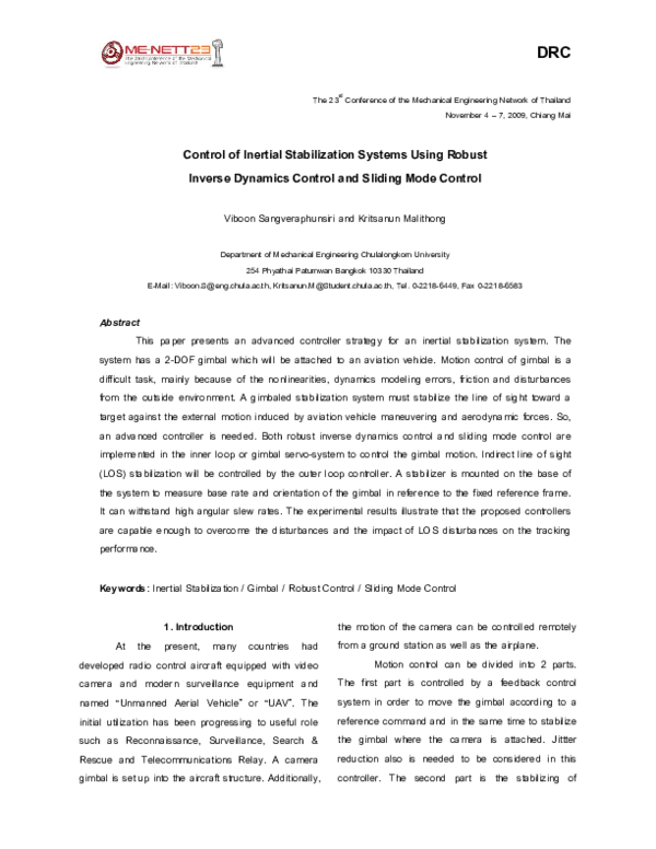 (PDF) Chiang Mai Control of Inertial Stabilization Systems Using Robust ...
