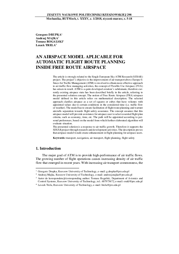 (PDF) An airspace model aplicable for automatic flight route planning ...