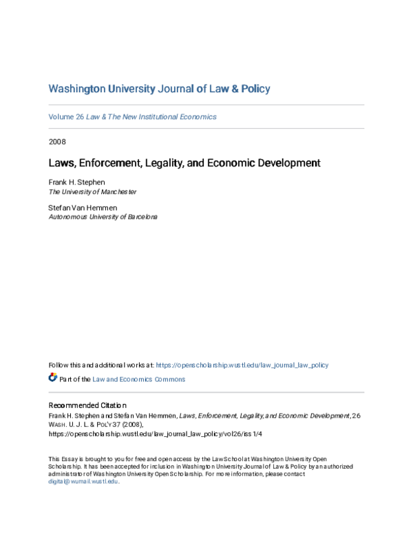 (PDF) Laws, enforcement, legality and economic development