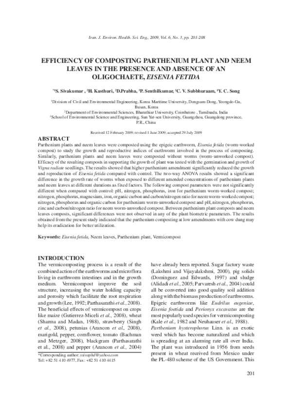 (PDF) Efficiency Of Composting Parthenium Plantandneem Leaves In The ...