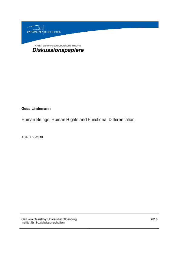 (PDF) Human beings, human rights and functional differentiation