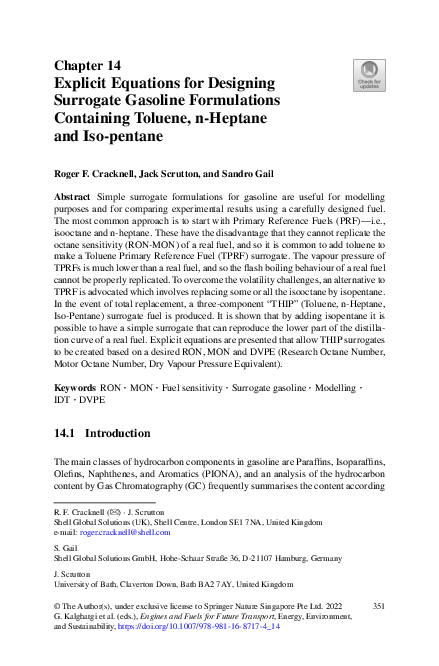 (PDF) Explicit Equations for Designing Surrogate Gasoline Formulations ...