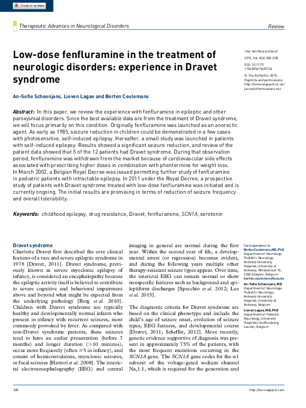 (PDF) Low-dose fenfluramine in the treatment of neurologic disorders ...