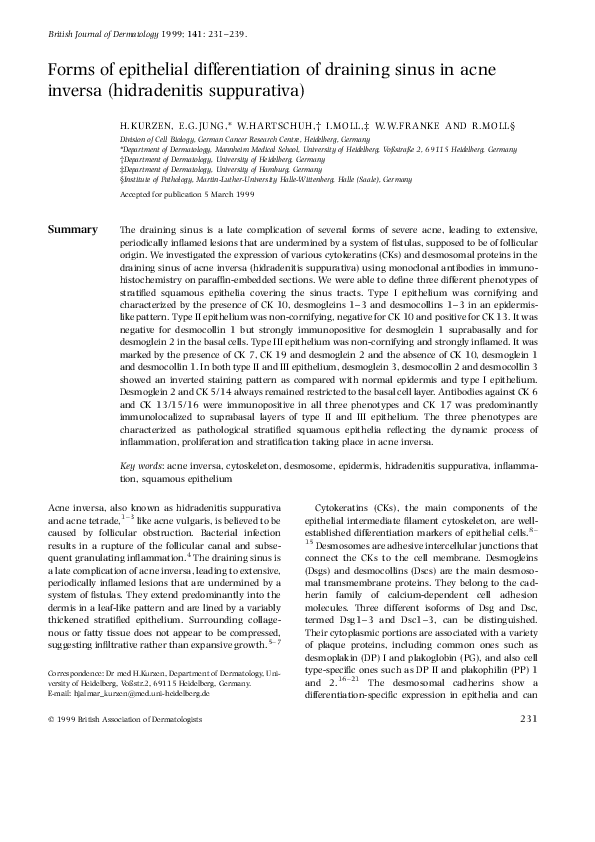 (PDF) Forms of epithelial differentiation of draining sinus in acne ...