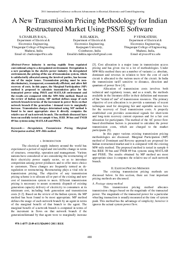 (PDF) A new transmission pricing methodology for Indian restructured ...