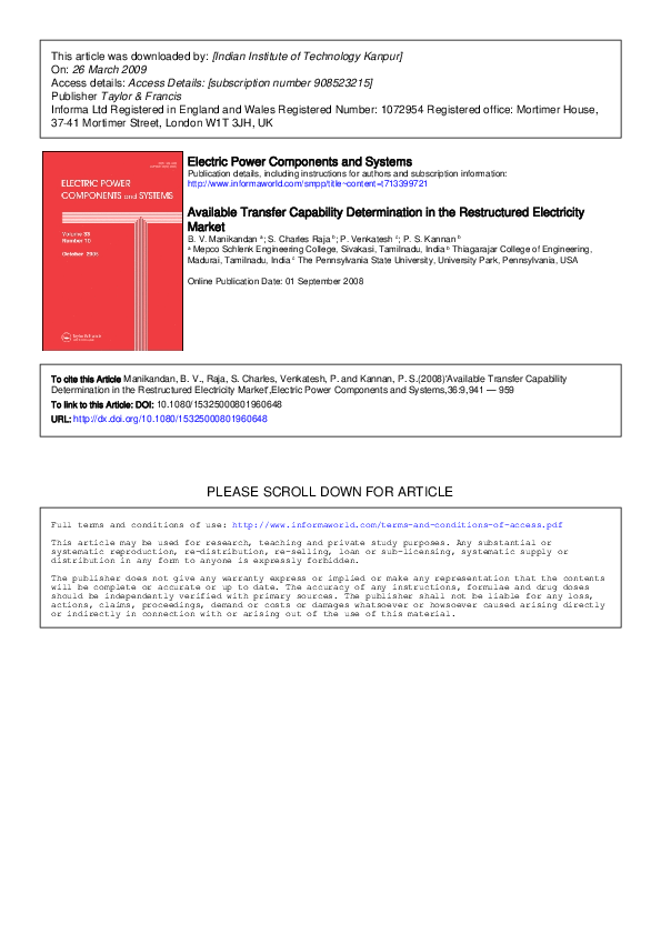 (PDF) Available transfer capability determination using power transfer ...