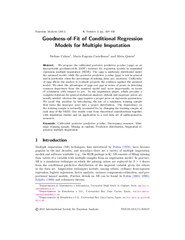 Pdf Goodness Of Fit Of Conditional Regression Models For Multiple