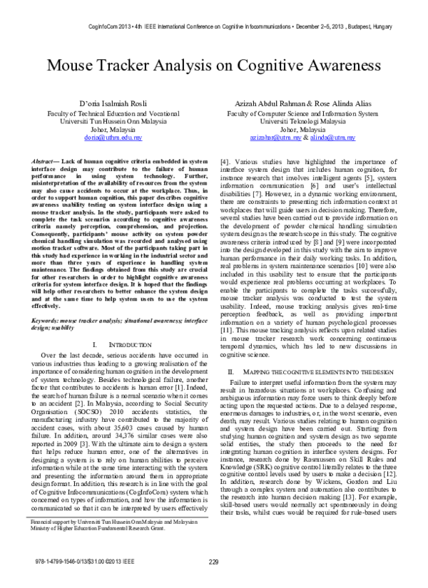 (PDF) Mouse tracker analysis on cognitive awareness | D'oria Islamiah ...