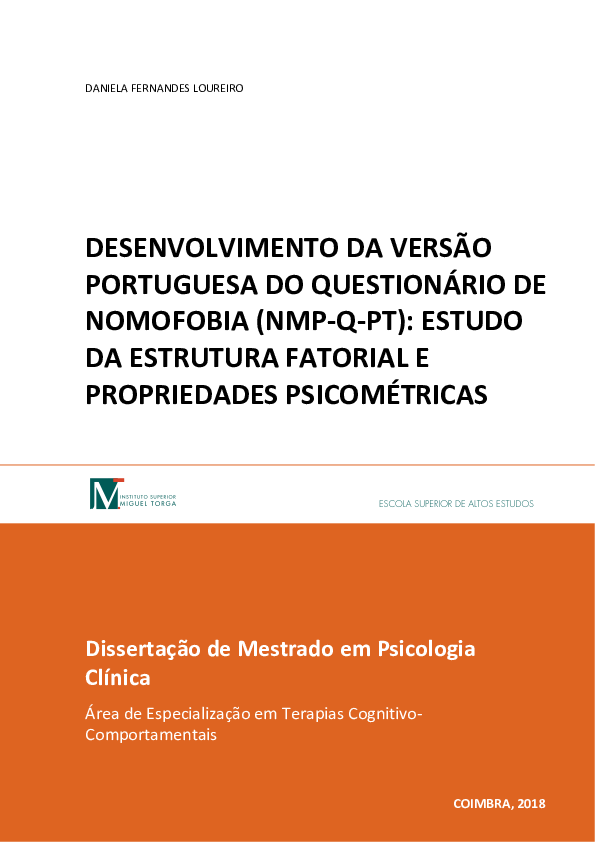 (PDF) Desenvolvimento da Versão Portuguesa do Questionário de Nomofobia ...